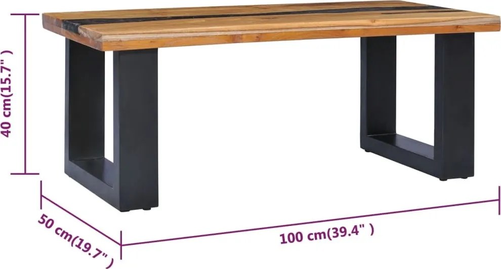 vidaXL Konferenční stolek 100 x 50 x 40 cm masivní teak a polyresin [281646]