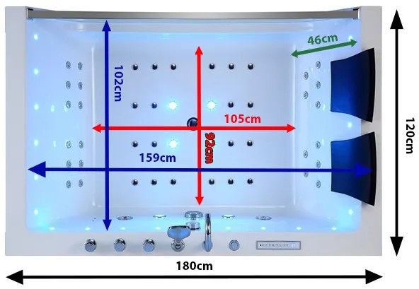 BPS-koupelny Hydromasážní vana HYD-NI937 180x120 s ohřevem vody