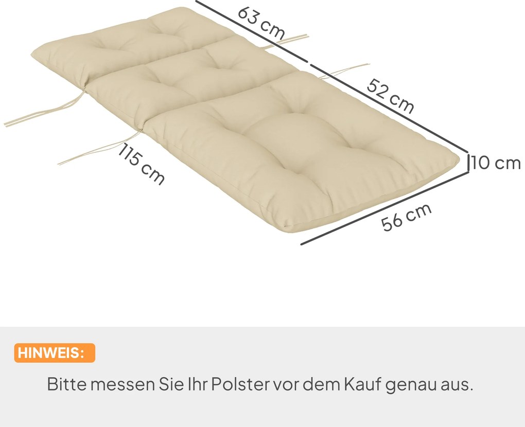 Sitzkissen, Dickes Polsterkissen für Sitzmöbel, mit Rückenlehne, Schaukelstuhlkissen, für drinnen und draußen, Beige