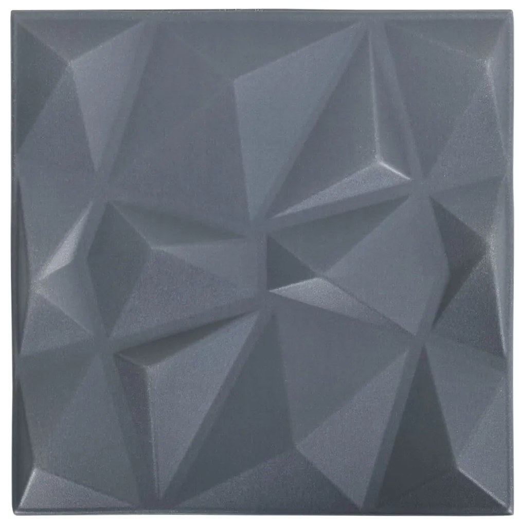 3D nástěnné panely 24 ks 50 x 50 cm diamant šedé 6 m² - Default Title