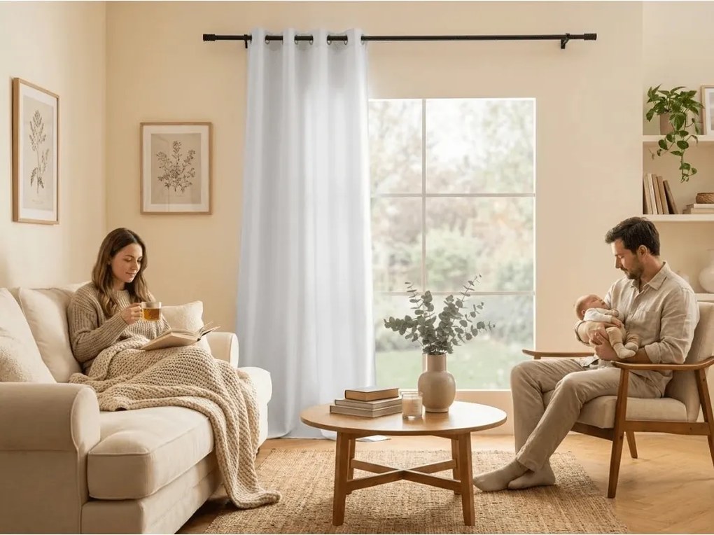 Závěs OXFORD LIGHT 140x250 cm, bílý Zavěšení: Řasící páska