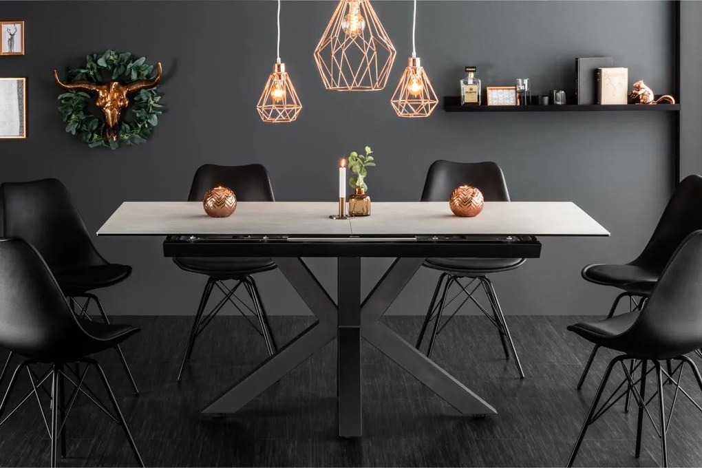 Designový jídelní stůl Zariah, 180-225 cm, betonový vzhled