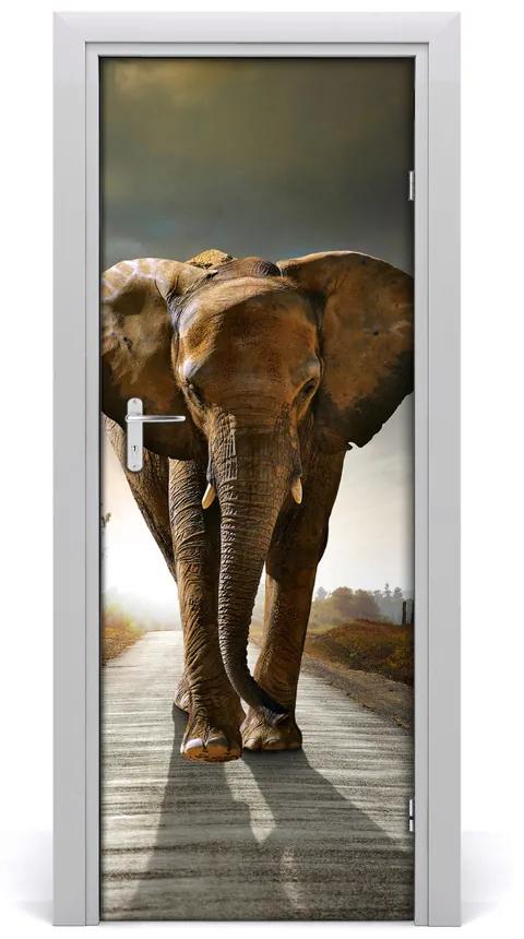 Samolepící fototapeta na dveře Chodící slon 75x205cm