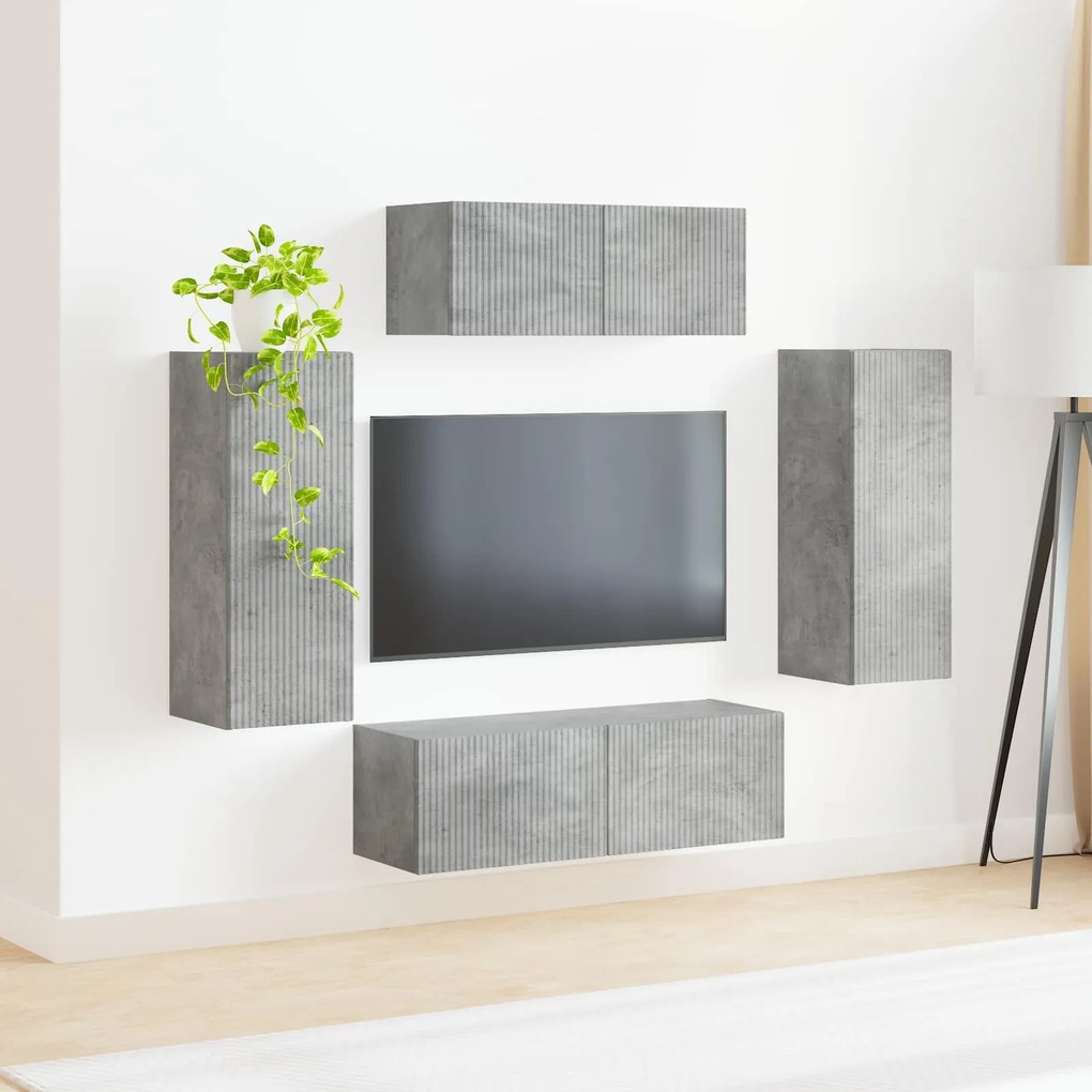 Sestava TV skříněk 4 ks Betonově šedá Kompozitní dřevo 3409162