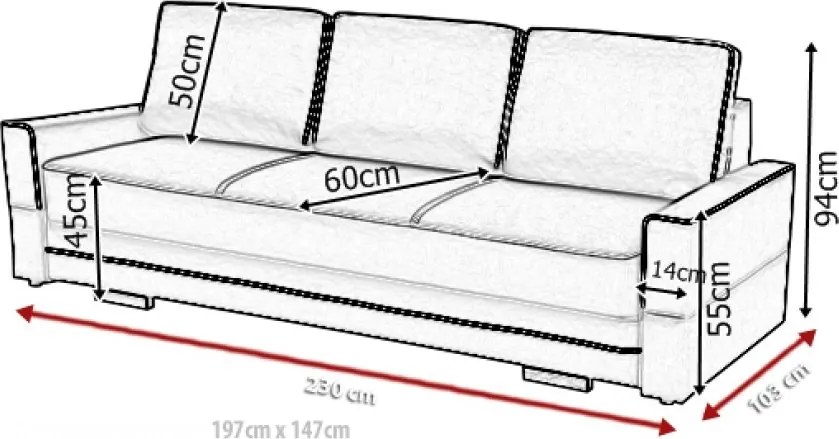 Falco Rozkládací pohovka Sabina B, s úložným prostorem, sv.šedá