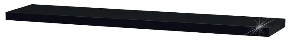 Nástěnná polička lesklá 120 cm, černá, 120 cm