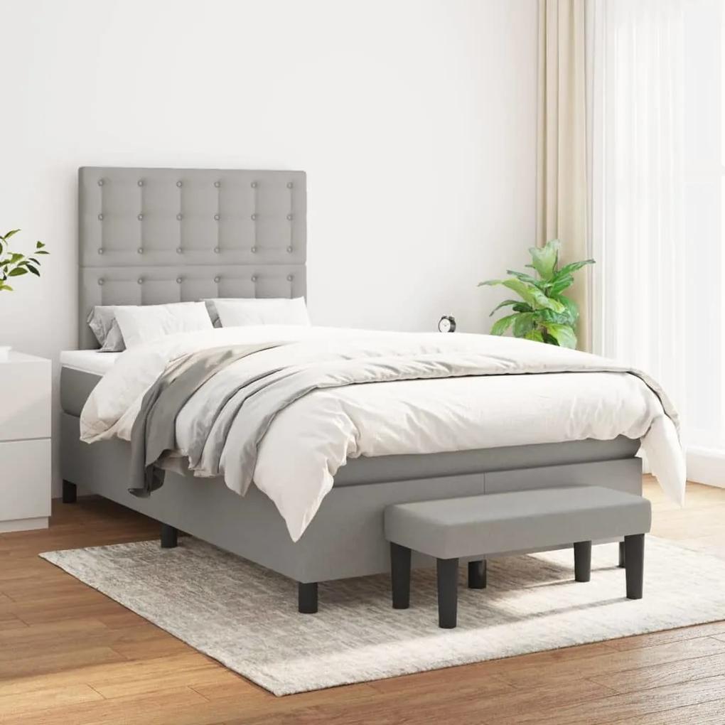 vidaXL Box spring postel s matrací 120x200 cm textil [3136906] Barva: světle šedá