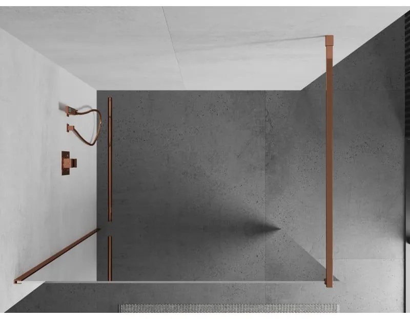 Mexen Kioto sprchová zástěna 100x200 cm 8 mm, profil růžové zlato, sklo efekt zrcadla, 800-100-101-60-50