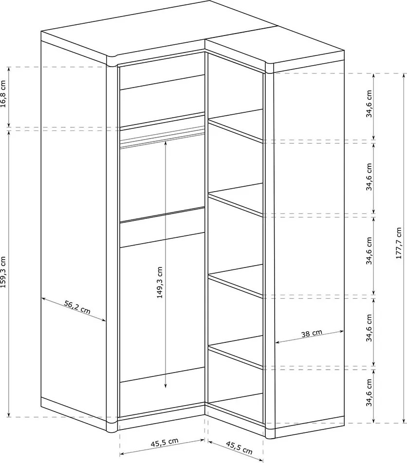 Obývací stěna s komodou DALLAS t | 295 cm + 137 cm | 5 dílů | dub trufla