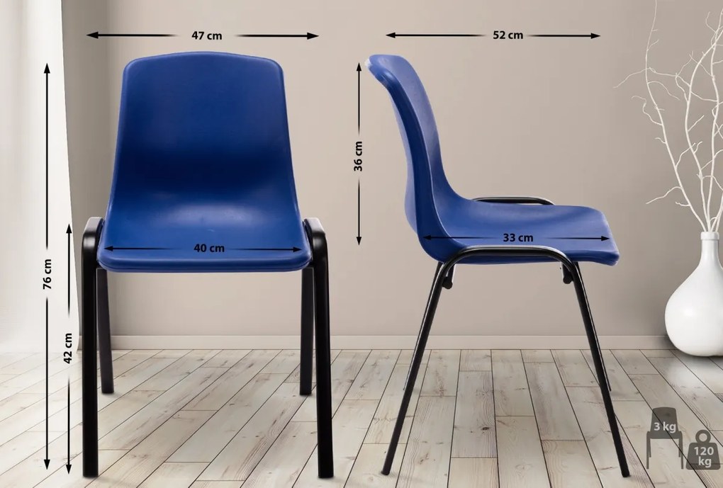 Stohovatelná plastová židle Nowra - Modrá