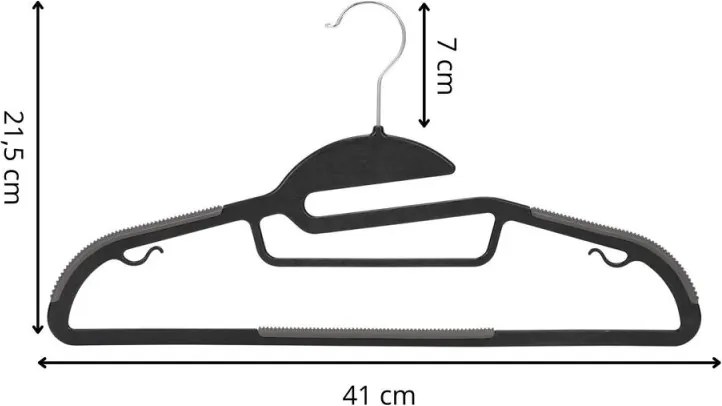 Plastová ramínka na oblečení 41 cm sada 20ks SPRINGOS HG0080 černá