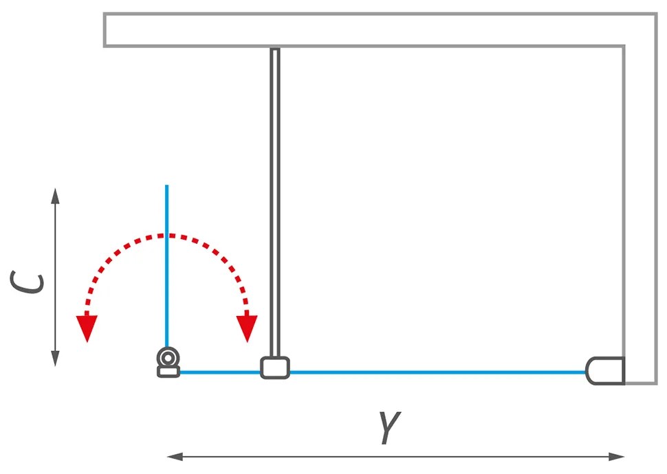 Roth Pevná boční stěna se sklopným dveřmi TCW1 - bez vaničky Varianta: šířka: 1400cm, orientace: Uni - (TCW1 1400 - 745-1400000-00-02), Barva profilů a typ výplně: profily: brillant, výplň: transparent