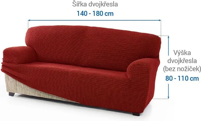 Super strečové potahy NIAGARA cihlová dvojkřeslo (š. 140  - 180 cm)