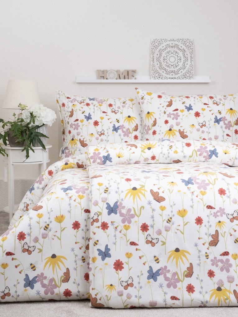 MK Lůžkoviny Francouzské flanelové povlečení - Motýlci 220 × 200 cm, 2ks 70 x 90 cm