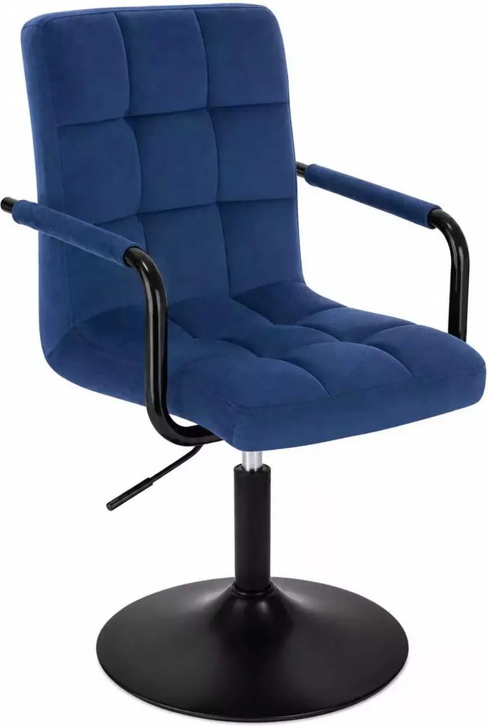 LuxuryForm DESIGN Otočná židle VERONA BLACK VELUR na černém talíři - modrá