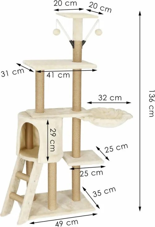 Škrabadlo pro kočky - Domeček se schody 6 pater 136 cm SPRINGOS PA1041