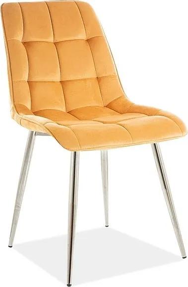Casarredo - Komfort nábytek Jídelní židle SIK CHROM VELVET žlutá curry/chrom