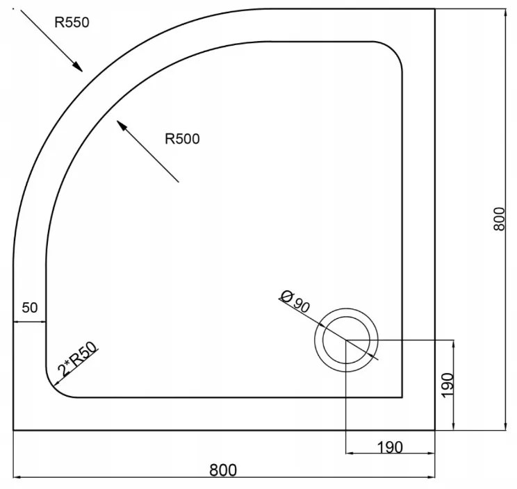 BPS-koupelny Čtvrtkruhový sprchový kout HYD-RK01A 80x80 cm černá/transparent + vanička HYD-RSV-ST01A bílá
