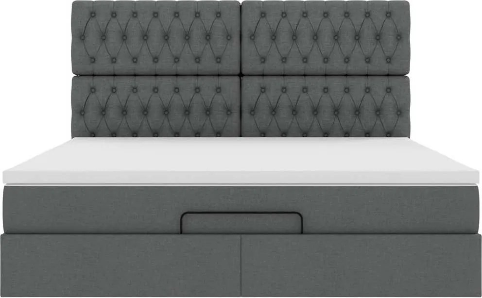 Osmanský rám postele s matrací tmavě šedá 160x200cm textil 3313252