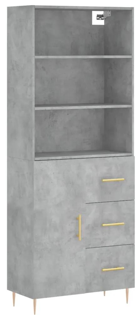 Skříň highboard betonově šedá 69,5x34x180 cm kompozitní dřevo,  3189433