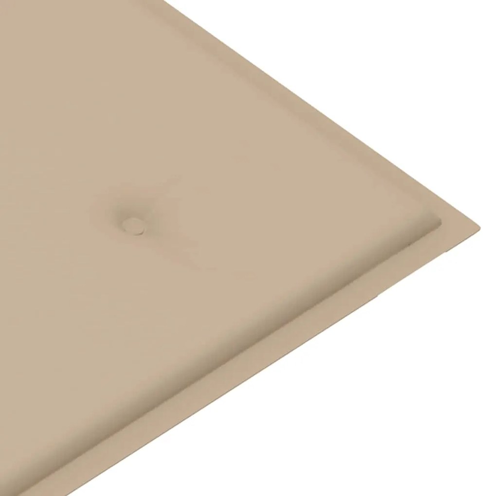 Zahradní Lavice S Béžovou Poduškou 112 Cm Masivní Teak