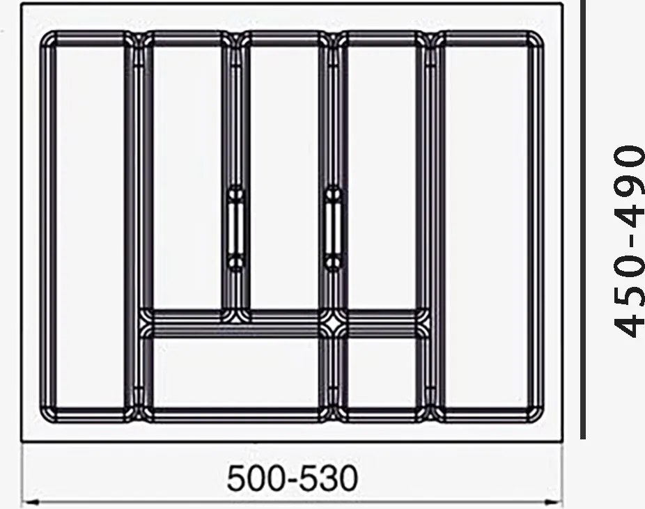 Vklad organizér 60 | plastový | do zásuvky kuchyňské skříňky 60 cm | šedý