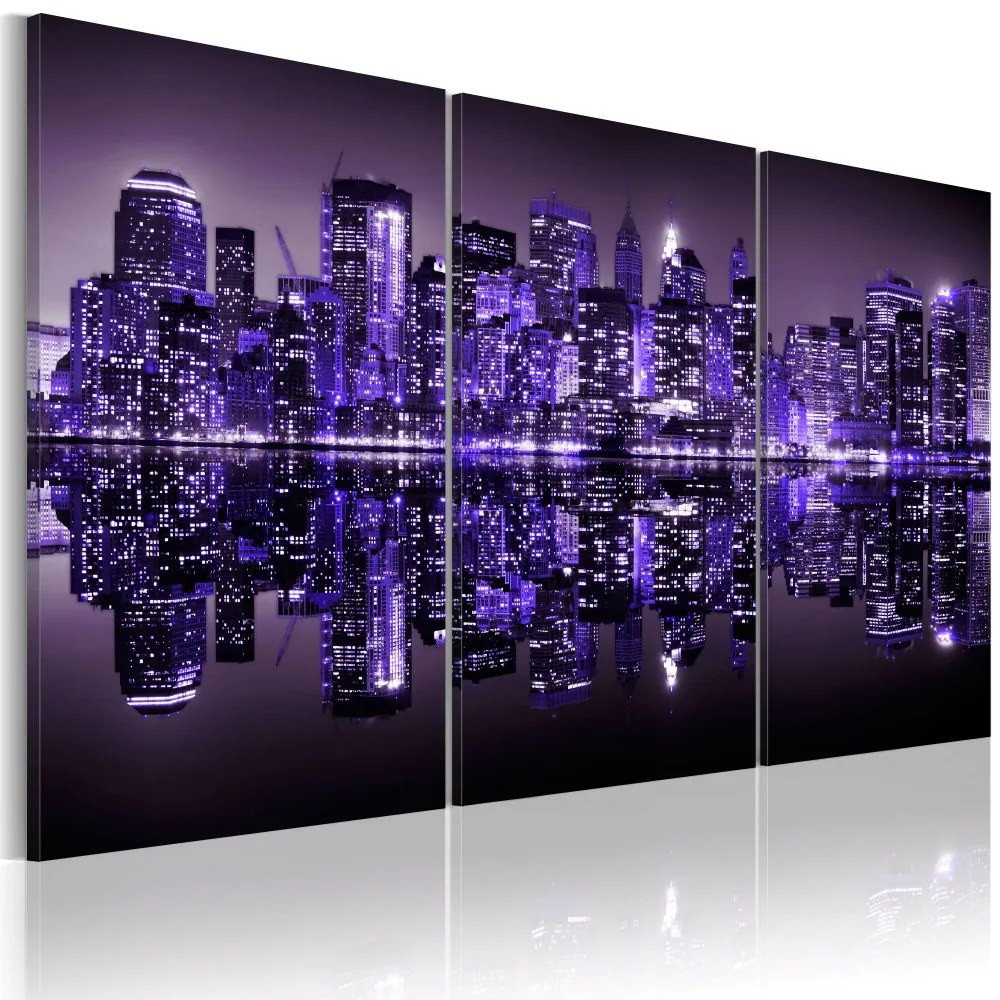 Obraz na plátně Bimago - Electrifying violet Manhattan 60x40 cm