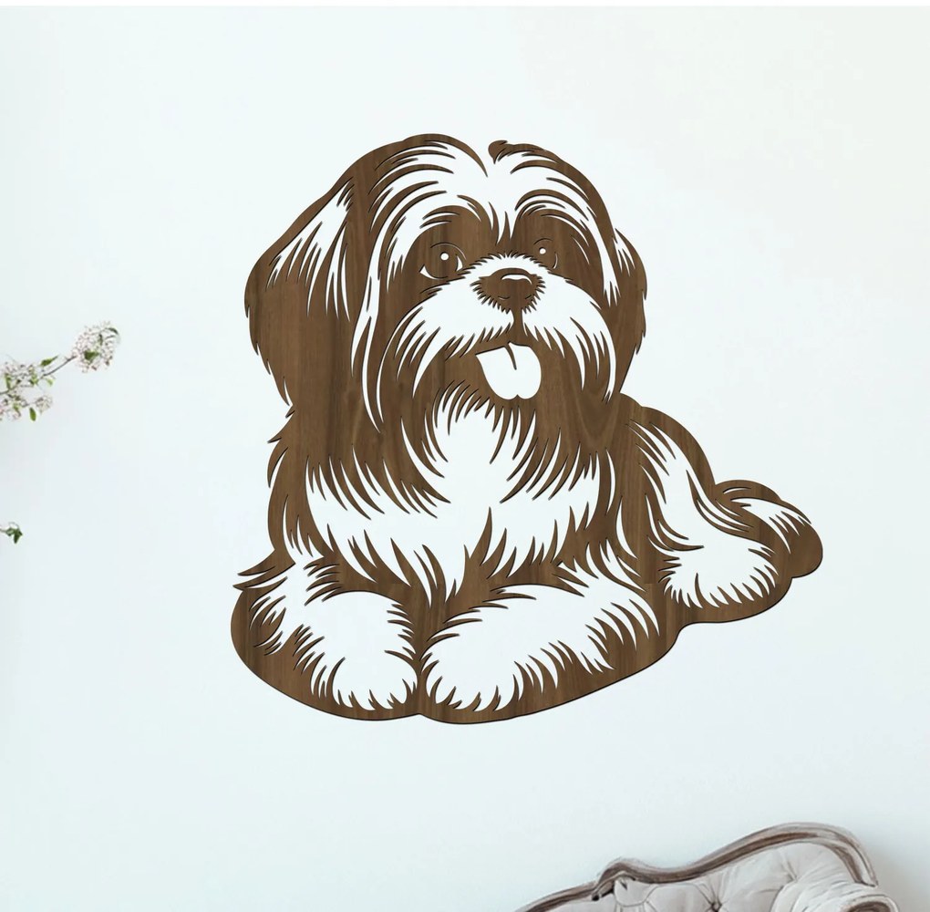 dřevo života Dřevěný obraz ležícího Shih Tzu Zvolte rozměr (cm): 40x40, Zvolte barvu dekoru: Buk