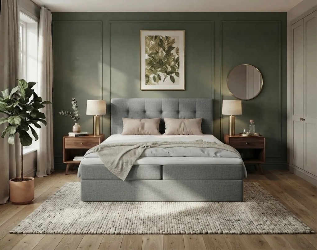 Čalouněná postel boxspring DIRELIS TRINITY 180x200 cm šedá Matrace: Matrace Bonell pružinová