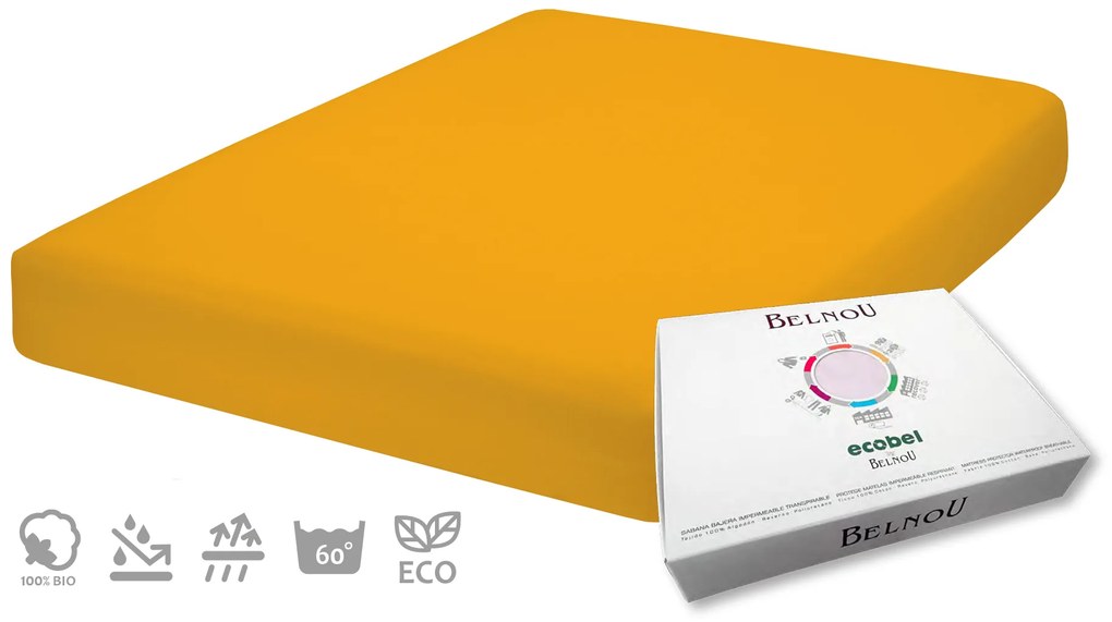 Nepropustné hyperprodyšné prostěradlo BelnoU ECOBEL 90x200 cm - oranžová