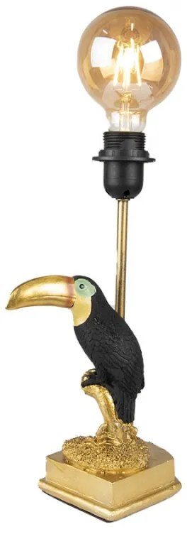 Zlato-černá noha stolní lampy Toucan gold – 14x10x31 cm