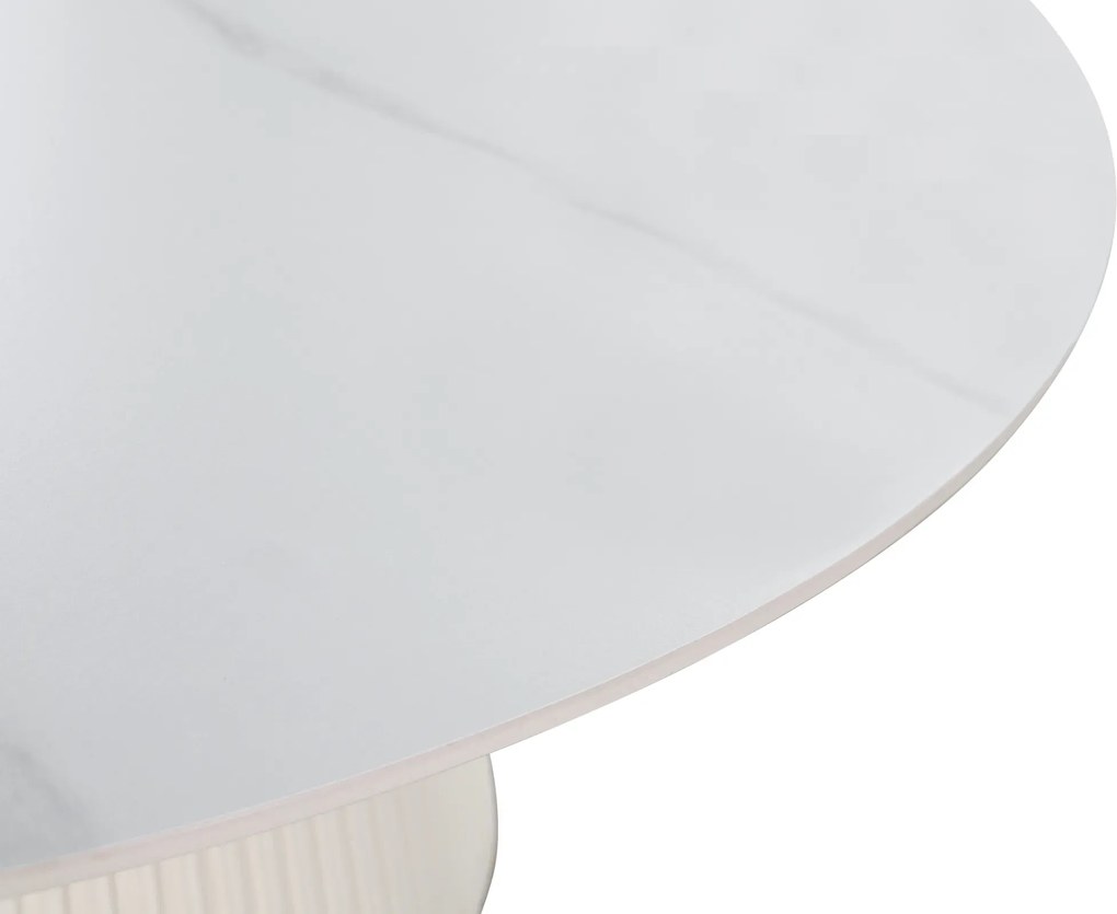 Jídelní stůl Modig 120 cm eko kůže ecru/mramor