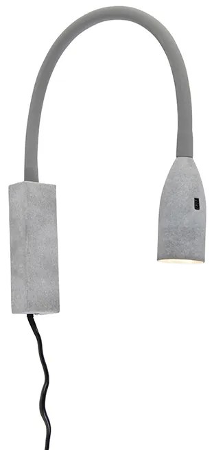Designové nástěnné svítidlo šedé s flexibilním ramenem stmívatelné vč. LED - Lenta