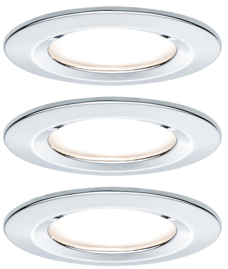 Paulmann 93463 LED Coin Nova round, set kulatých bodovek v chromové úpravě, 3x6,5W LED 2700K, prům.7,8cm, IP44