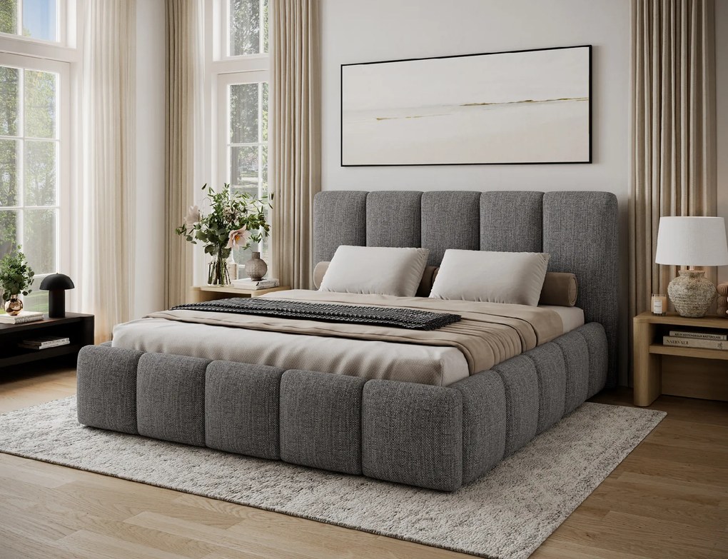 Postel Edvige + Dřevěný rám + plynový výtah + kontejner 180x200