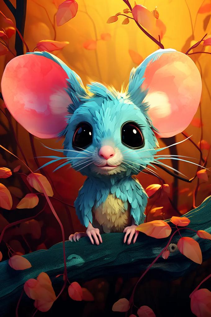 Obraz - Modrá myška v podzimním lese