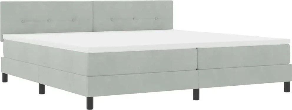 Postel s boxspringem s čelo Světle šedá 200 x 200 cm samet 3339194