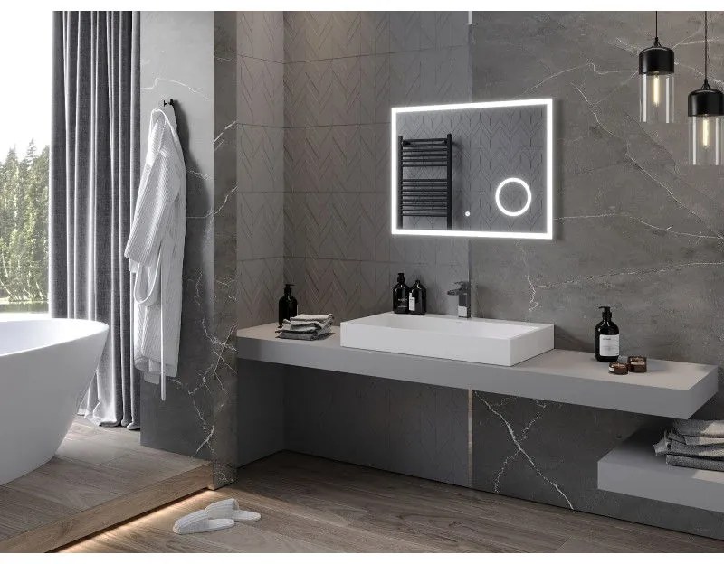 Mexen Kala, LED koupelnové zrcadlo s podsvícením a kosmetickým zrcadlem 80 x 60 cm, 6000K, ochrana proti zamlžování, 9820-080-060-611-00