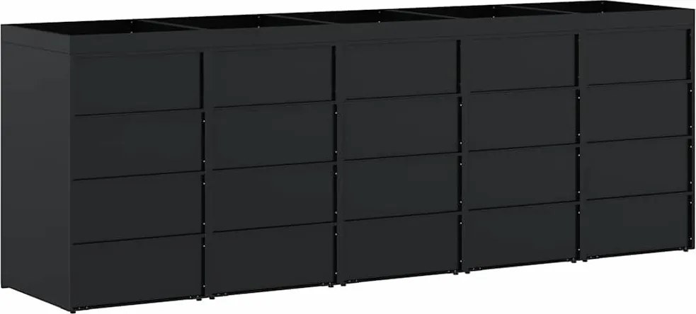 vidaXL Úložný box na 5 popelnic Černá 340 x 77,5 x 121,5 cm [3394741]