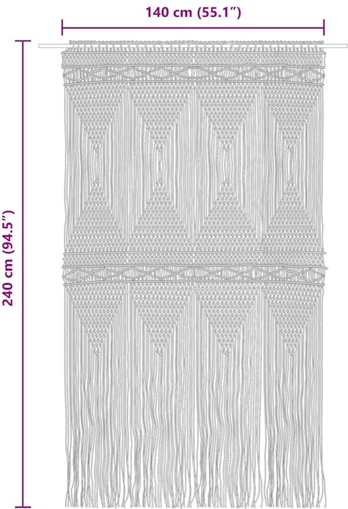 Macramé závěs modrý 140 x 240 cm bavlna 323990