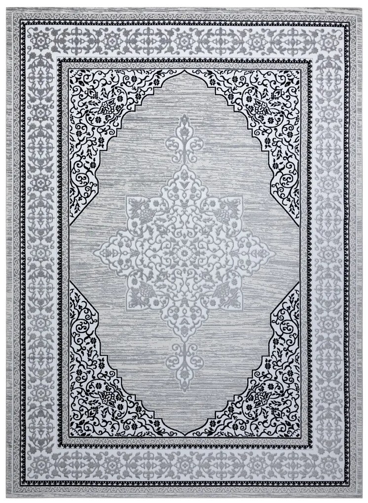 Dywany Łuszczów Kusový koberec Gloss 8490 52 Ornament ivory/grey - 80x150 cm