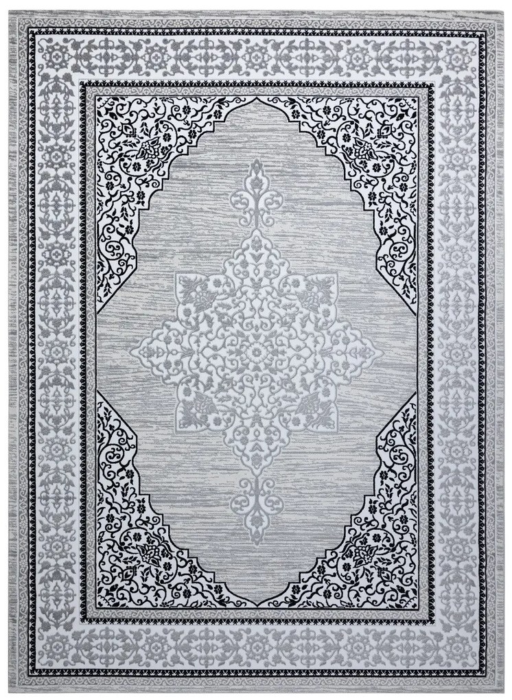 Dywany Łuszczów, Kusový koberec Gloss 8490 52 Ornament ivory/grey, 80x150, šedá, chodba / předsíň