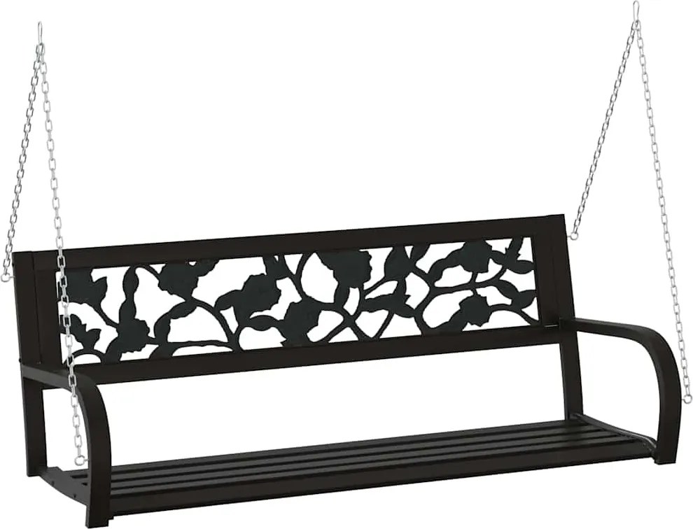Zahradní houpací lavice 125 cm ocel a plast černá 317145