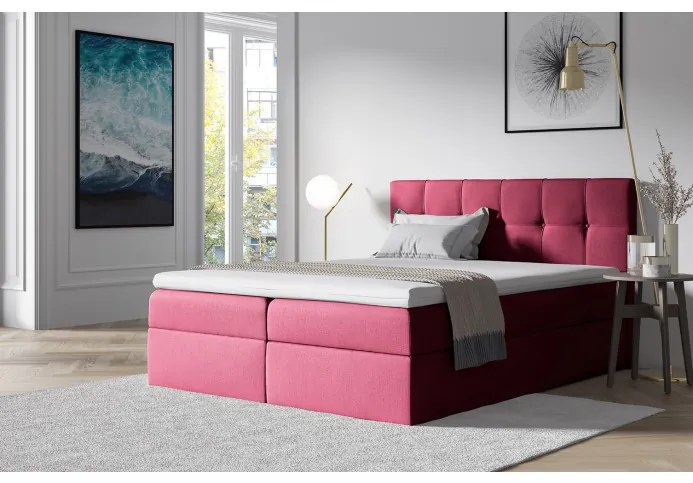 Čalouněná postel s úložným prostorem Recivio bordó 140 + TOPPER
