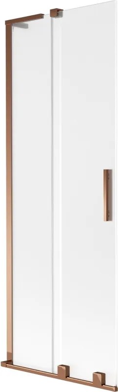 Mexen Velar L, 2-křídlová posuvná vanová zástěna 75 x 150 cm, 8mm sklo námraza, růžové zlato, 896-075-003-31-60