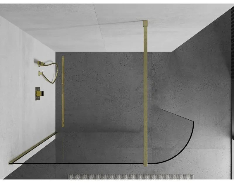 Mexen Kioto, sprchová zástěna Walk-In 160 x 200 cm, 8mm čiré sklo, zlatý matný profil, 800-160-101-55-06