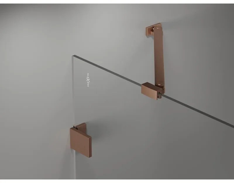 Mexen Lunar, půlkruhový sprchový kout naklápěcí doleva 100 x 80 cm, 8mm čiré sklo, profil měděná matná, 833-100L-080P-65-00