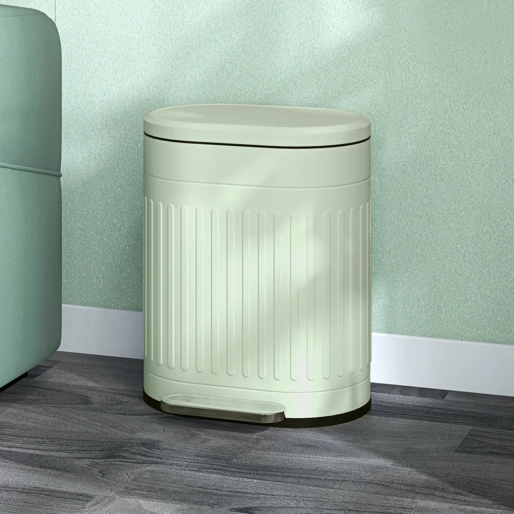 HOMCOM odpadkový koš 20 l s víkem a nožním pedálem – vyjímatelný vnitřní kbelík, tlumené zavírání – zelený, 36,5 x 31,2 x 45 cm