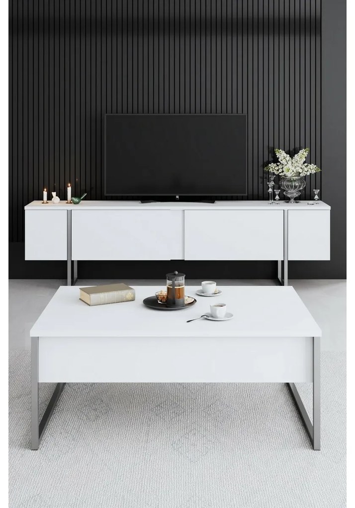 Konferenční stolek Luxe White and Silver