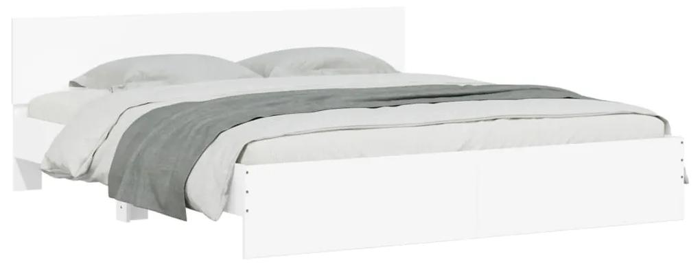Rám postele s čelem a LED osvětlením bílý 180 x 200 cm